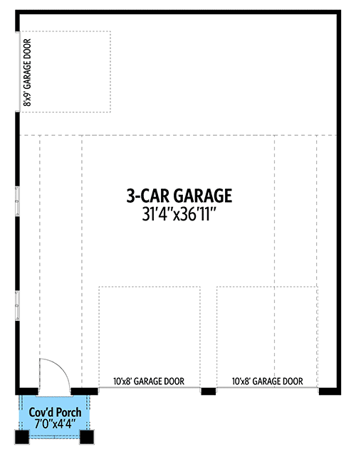 Plan 61215UT: 3-Car Detached Garage with 2 Front Bays and 1 Side Bay