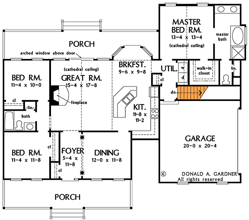 Plan 444254GDN: Classic Country House Plan with Vaulted Ceilings and 7 ...