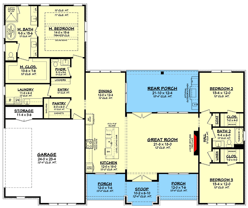 Plan 51970HZ: 3-Bed Transitional Farmhouse with Outdoor Kitchen - 2192 ...