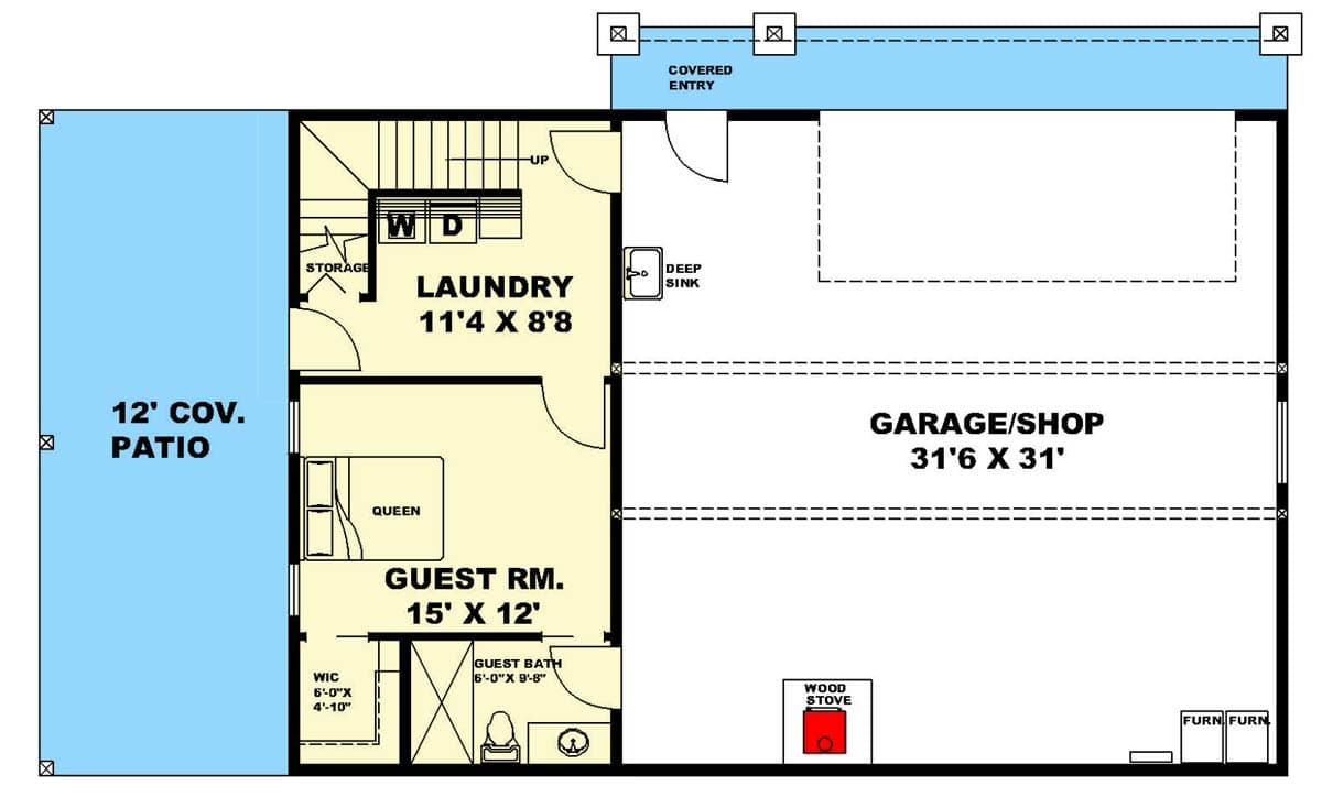Plan 350090GH: 3-Bed Mountain House Plan with Workshop - 2048 Sq Ft
