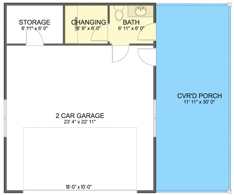 Plan 61608UT: 2-Car Detached Garage Plan with Changing Room