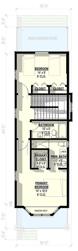 Plan 405027FDC: Narrow 2-Bedroom Traditional House Plan with Vaulted ...