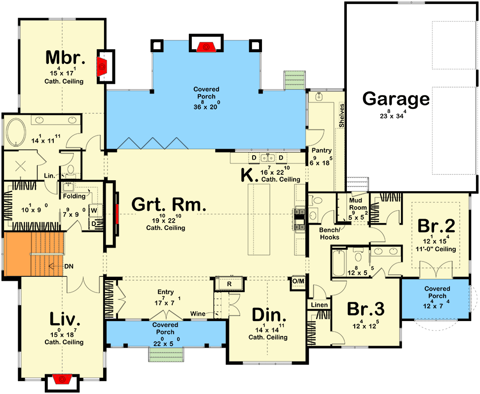 Plan 623548DJ: Transitional Ranch House Plan with Gourmet Kitchen and ...