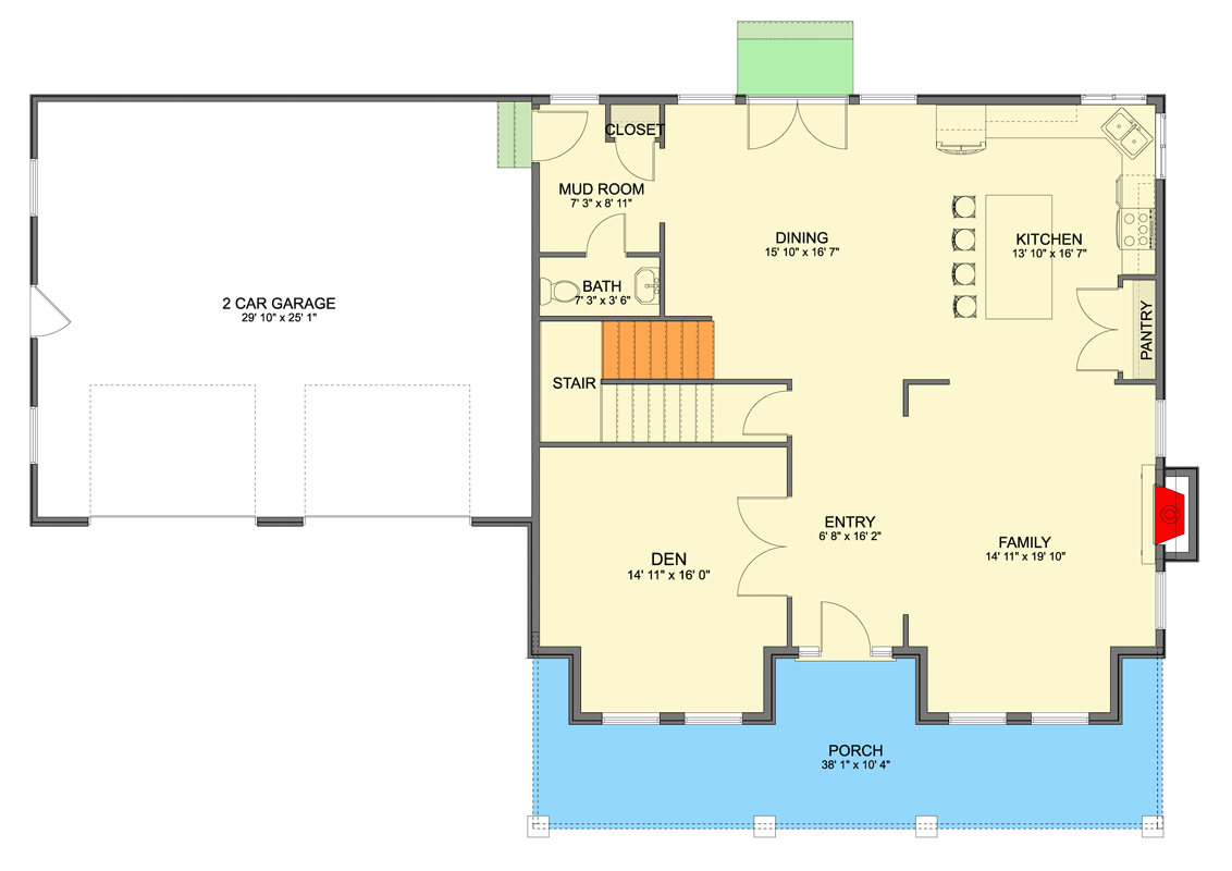 Plan 61659UT: Spacious 4-Bedroom Craftsman Plan with Den and Bonus Room