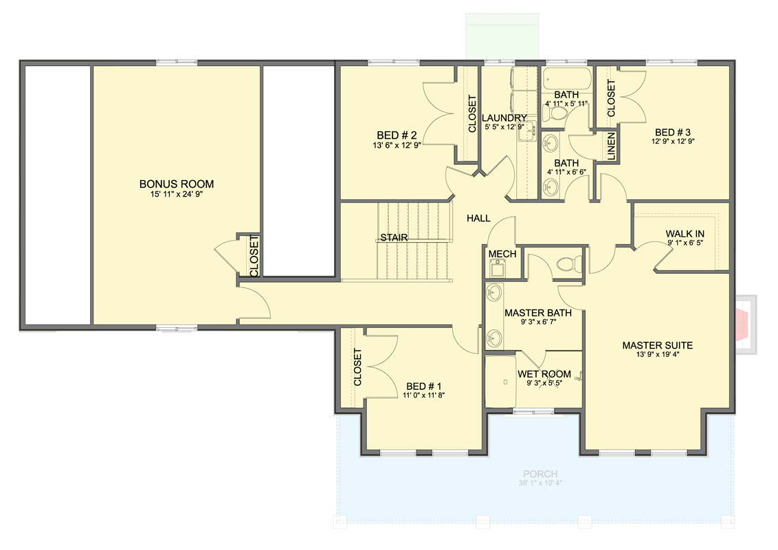 Plan 61659UT: Spacious 4-Bedroom Craftsman Plan with Den and Bonus Room