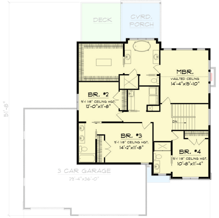 Plan 890142AH: New American 4-Bed House Plan with Upstairs Master Suite ...