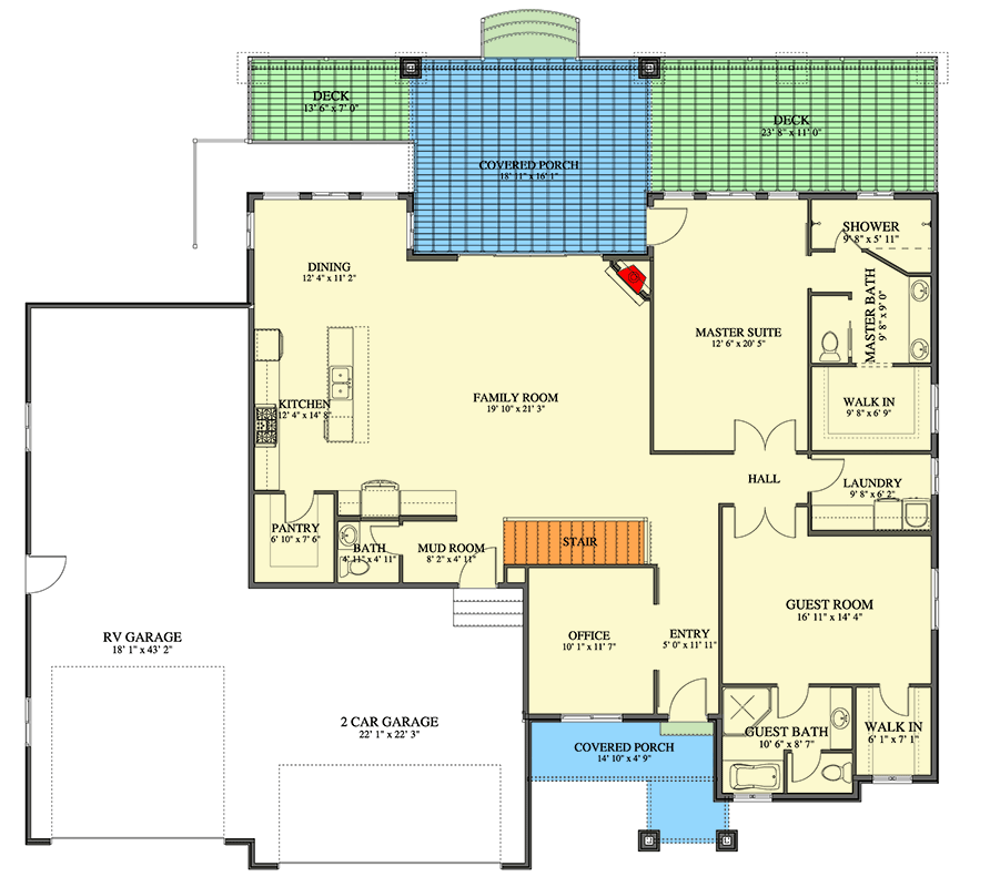 Plan 61664UT: Spacious Traditional House Plan with RV Garage and Open ...