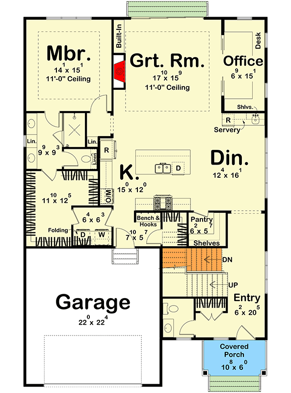 Plan 623647DJ: Modern Farmhouse House Plan with 3 Beds and Office