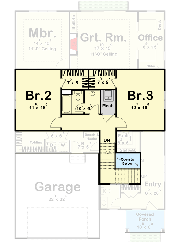 Plan 623647DJ: Modern Farmhouse House Plan with 3 Beds and Office