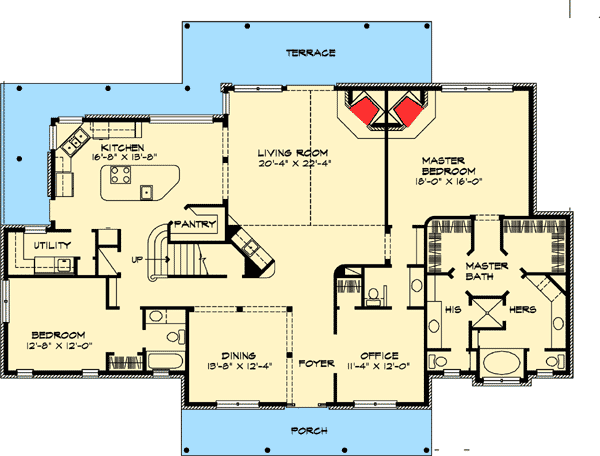Plan 46043HC: Back to Back Fireplaces