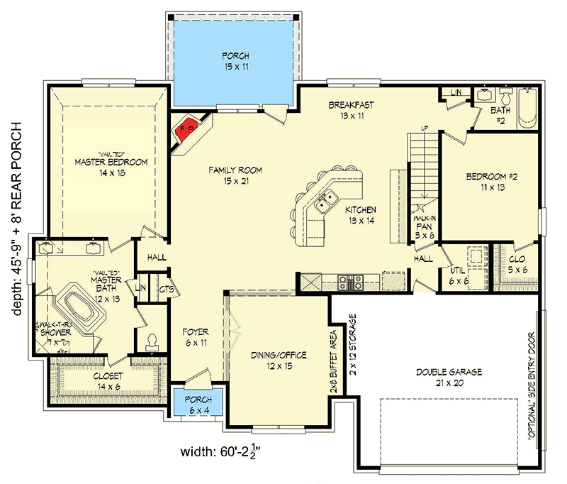 4 Bed Brick House Plan with Optional Upstairs Rec Room - 68416VR ...