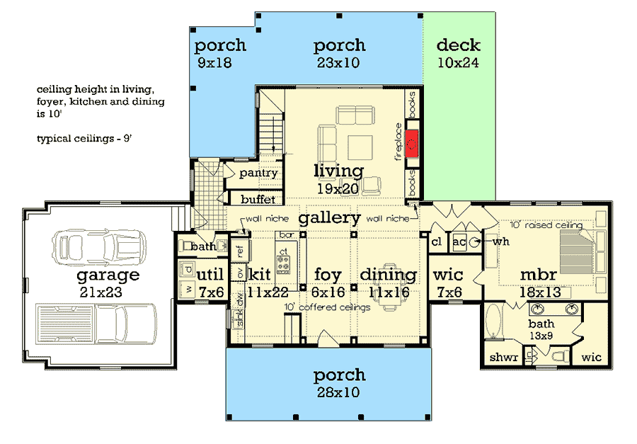 Mid-Size Affordable House Plan with Porches Front and Back - 55183BR ...