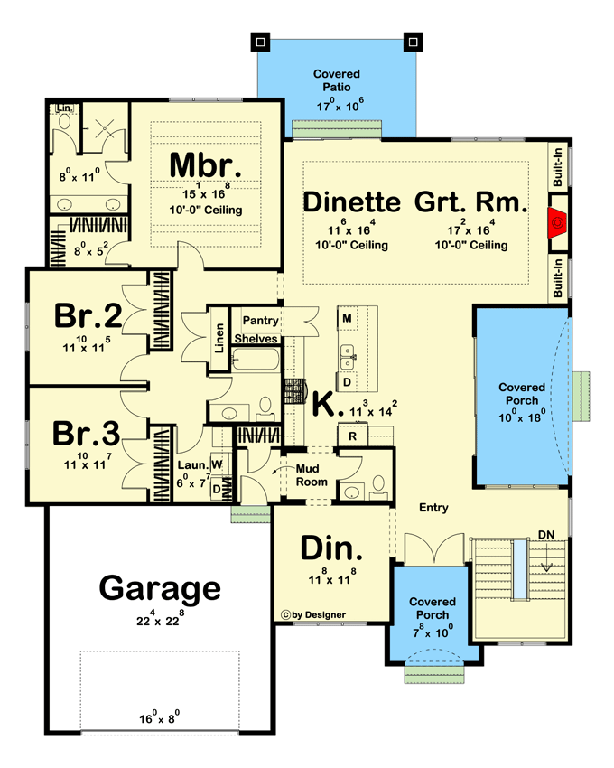 1-Story Modern Cottage Ranch House Plan - 623108DJ | Architectural ...