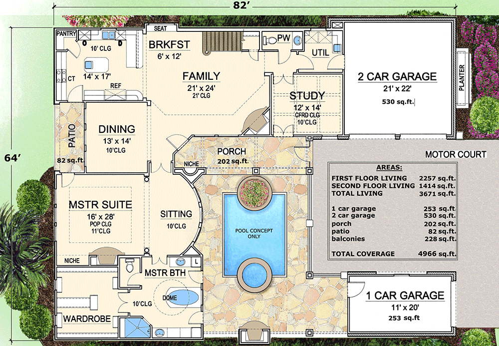 Tuscan-Inspired House Plan with Spacious Courtyard - 36144TX ...