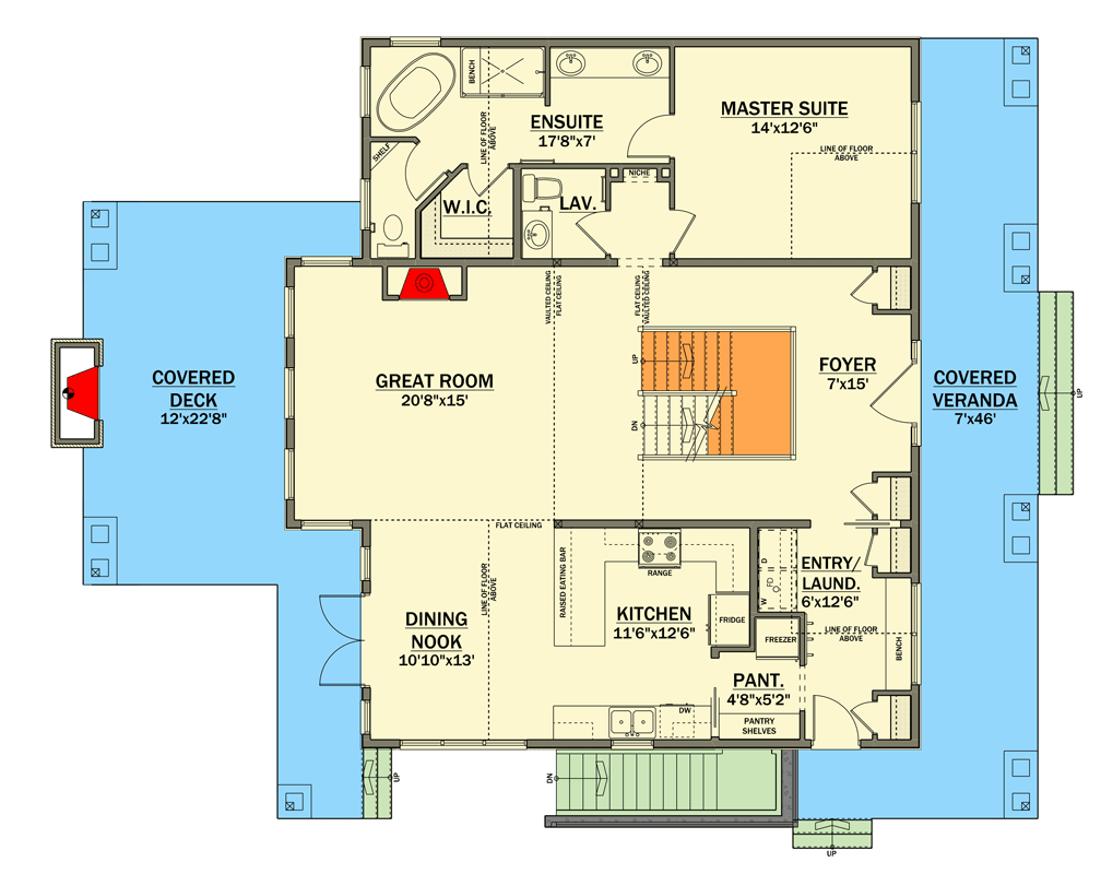 Craftsman-Style 3 to 5 Bedroom House with Covered Deck and Optionally ...