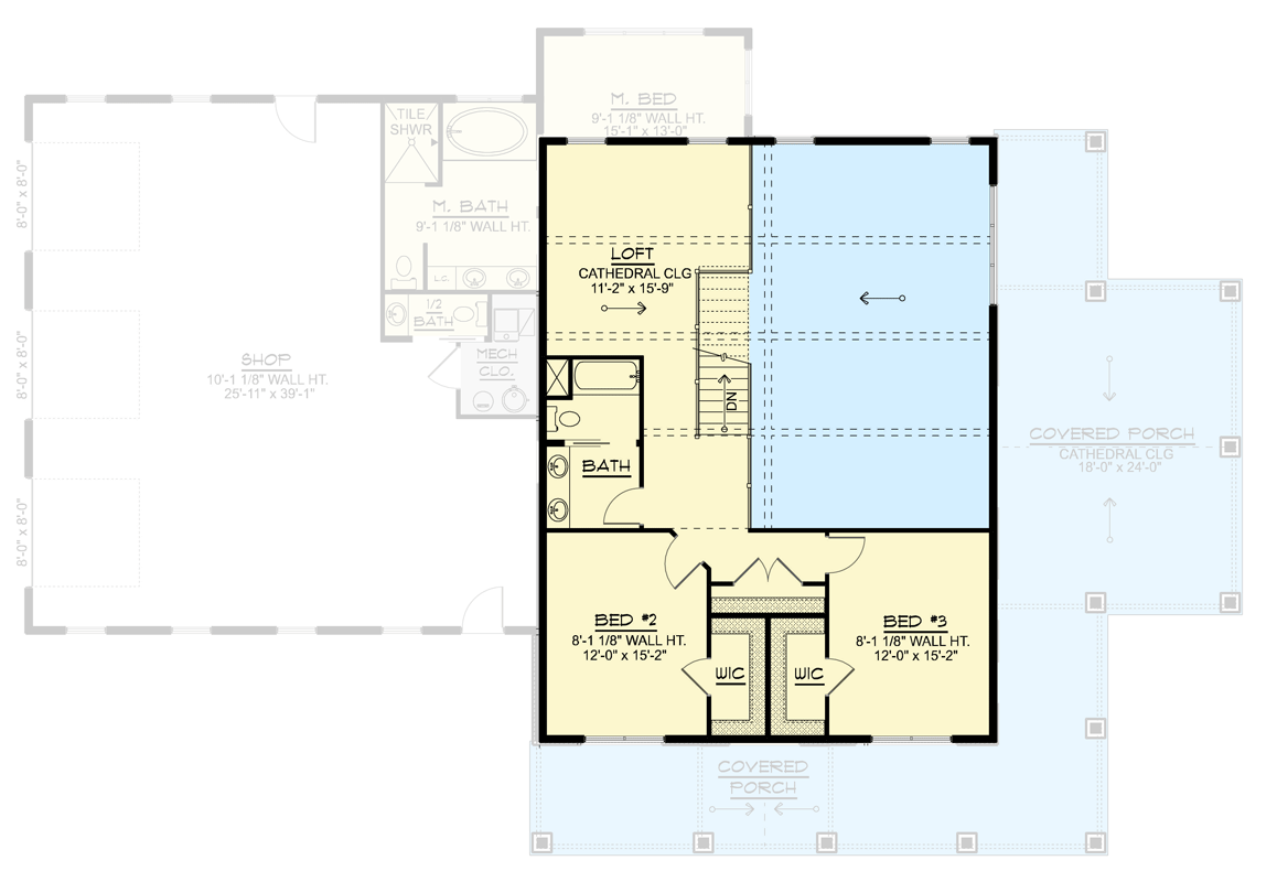 Plan 135369GRA: Spacious Barndominium with Wrap Around Porch and Loft