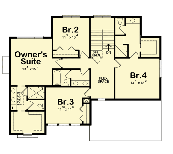 4 Bed Traditional House Plan with Flex Room - 42375DB | Architectural ...