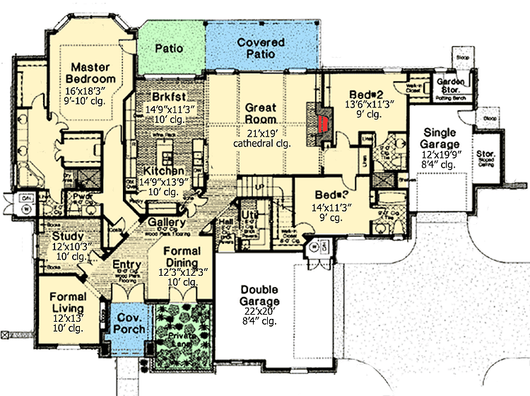 Spacious One Level House Plan with Bonus - 48346FM | Architectural ...