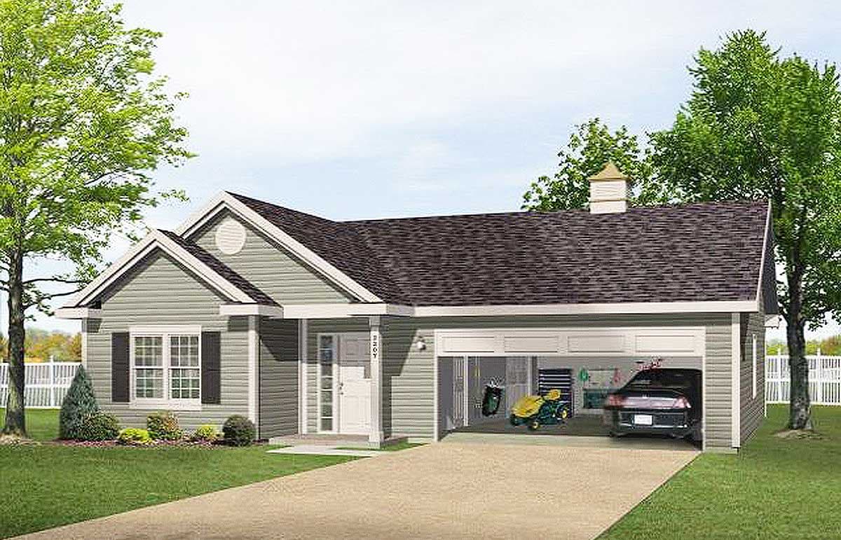 Plan 2225SL: One Story 665 Square Foot Garage Apartment with 600 Square ...