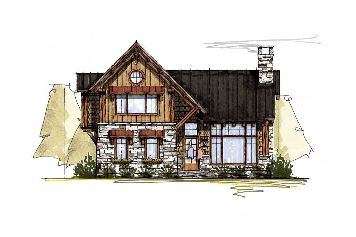 Plan 18837CK: Master-Down Rustic Mountain Getaway