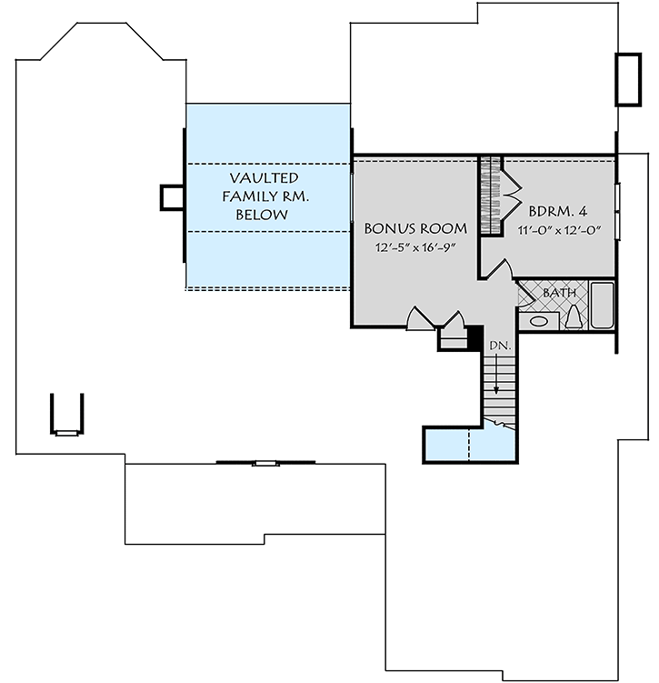 Plan 710229BTZ: 4-Bed Cottage House Plan with Vaulted Family Room