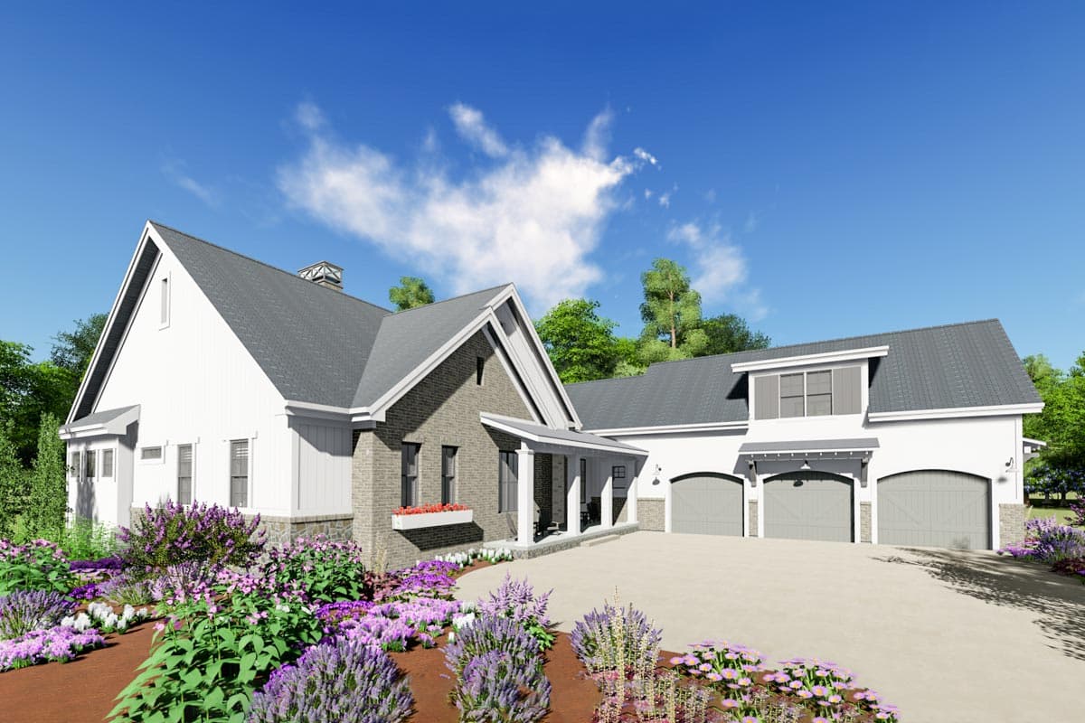 Plan 64470SC: New American Farmhouse with Split Beds and Optional Lower ...