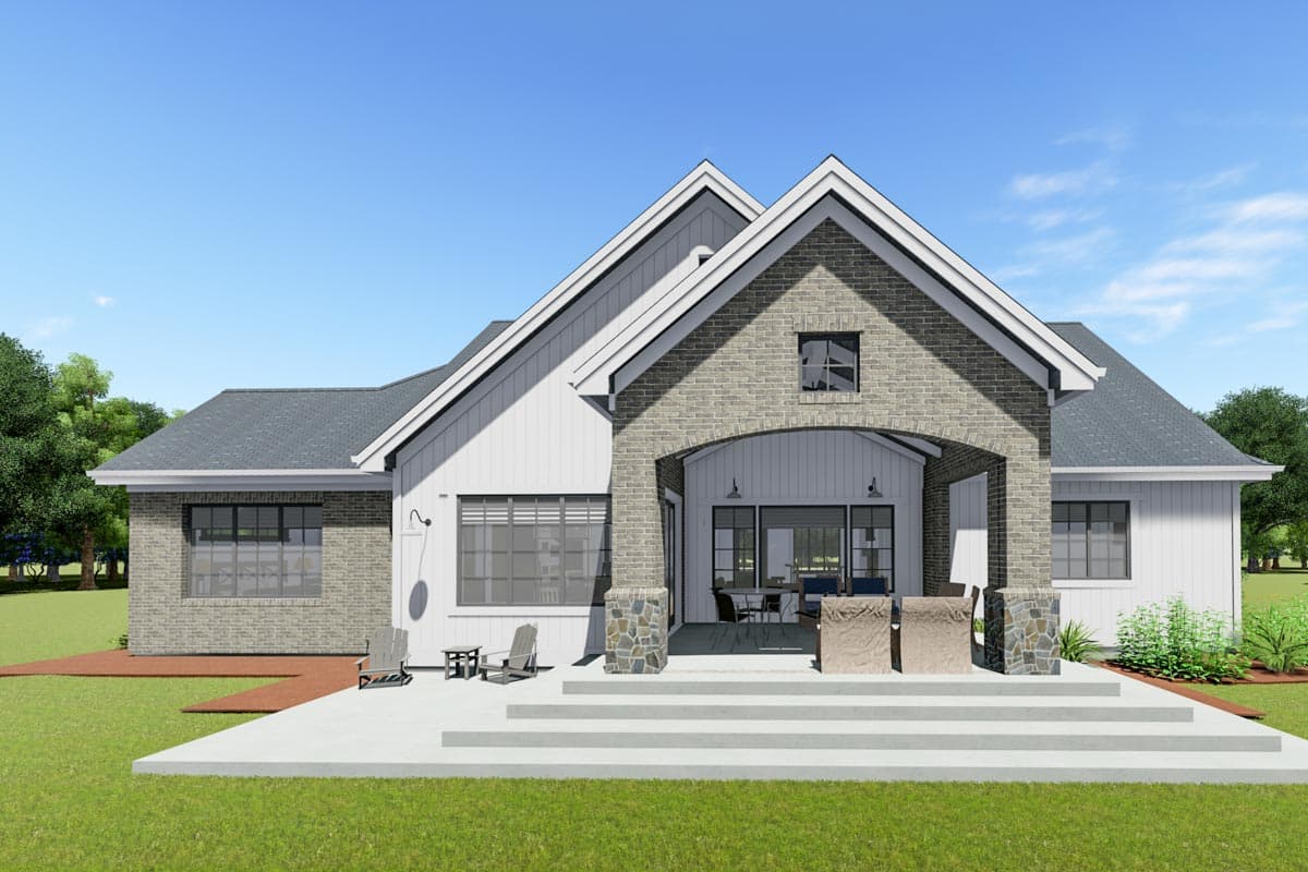 Plan 64470SC: New American Farmhouse with Split Beds and Optional Lower ...