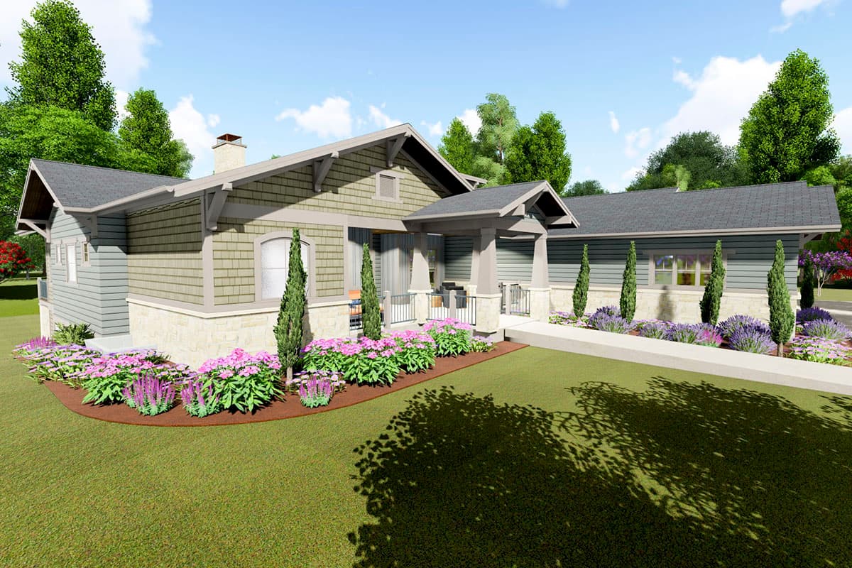 Plan 64483SC: One-level Craftsman House Plan with Walk-out Lower Level