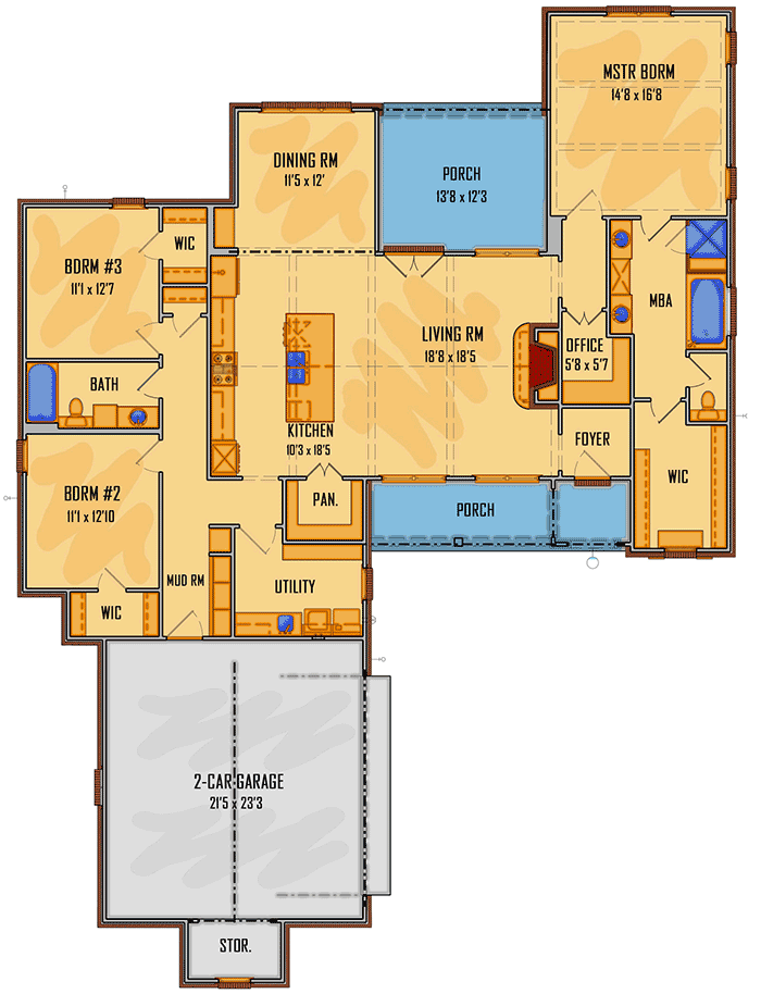 Plan 510118WDY: 3-Bed European Home Plan with Split Bedrooms