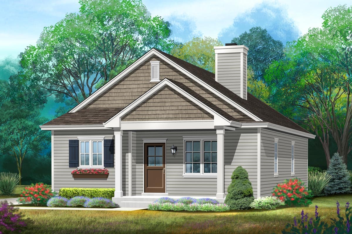 Plan 22134SL: Quaint 3-Bed Cottage with Open Layout