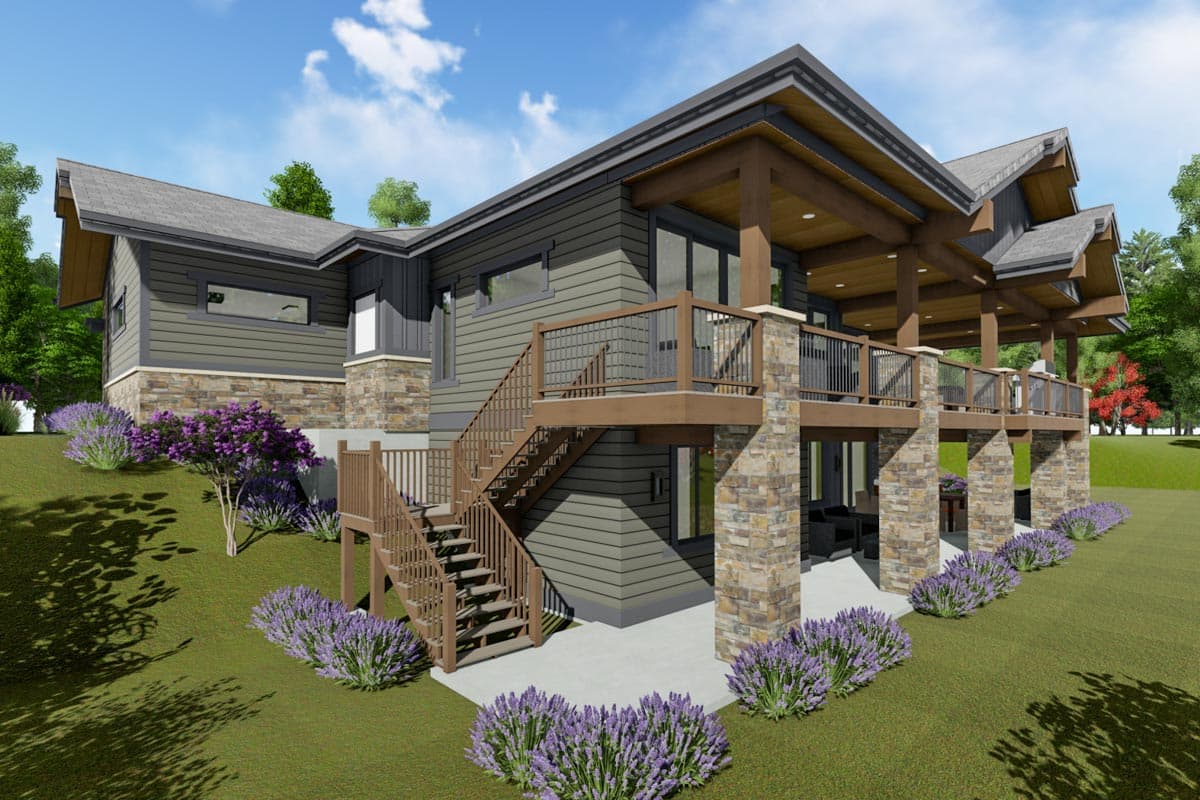 Plan 64492SC: Contemporary Craftsman Home Plan with Optional Lower Level