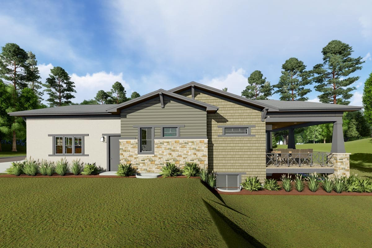 Plan 64495SC: One-Level Craftsman House Plan with Optional Lower Level