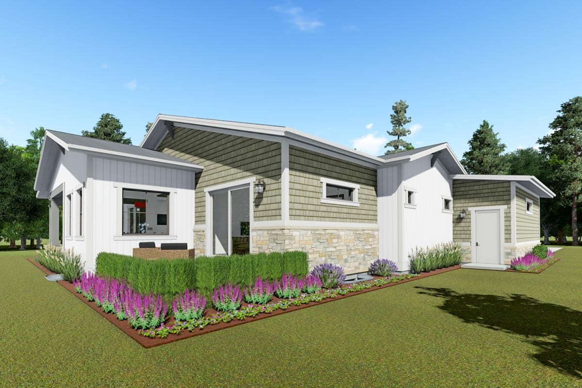 Plan 64498SC: One-Level Country Craftsman House Plan with Home Office ...