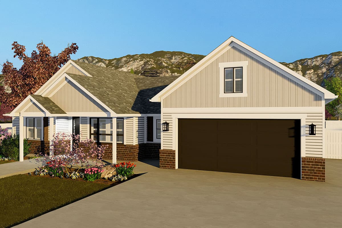 Plan 61346UT: 3-Bed Ranch Home Plan with Upstairs Bonus and Storage