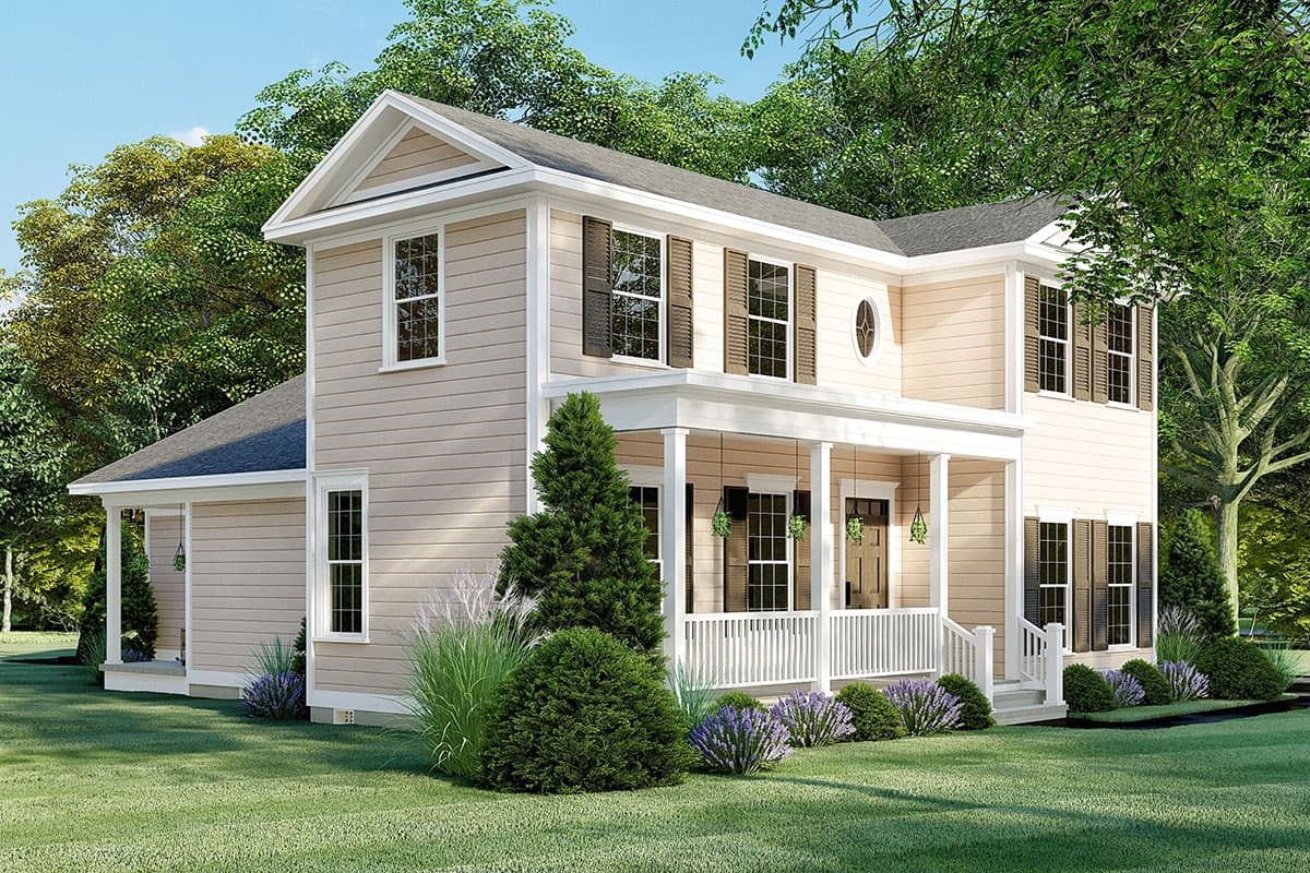 Plan 70662MK: Lovely Two-Story House Plan with Rear-Facing Garage ...