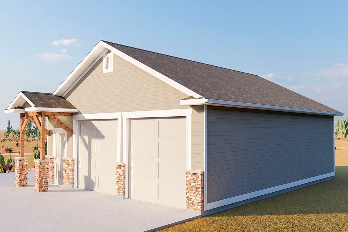 Plan 61215UT: 3-Car Detached Garage with 2 Front Bays and 1 Side Bay