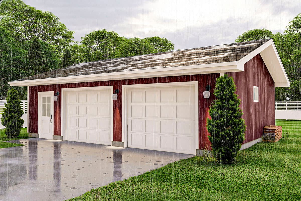 Plan 623016DJ: 2-Car Traditional Garage Plan with 8' by 7' Garage Doors