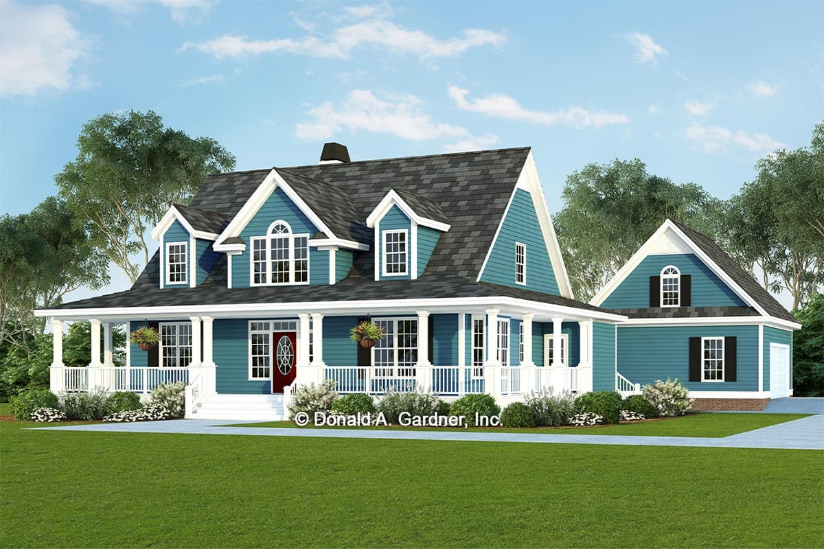 Plan 444064GDN: 4-Bed Country Farmhouse Plan with 2-Story Great Room ...