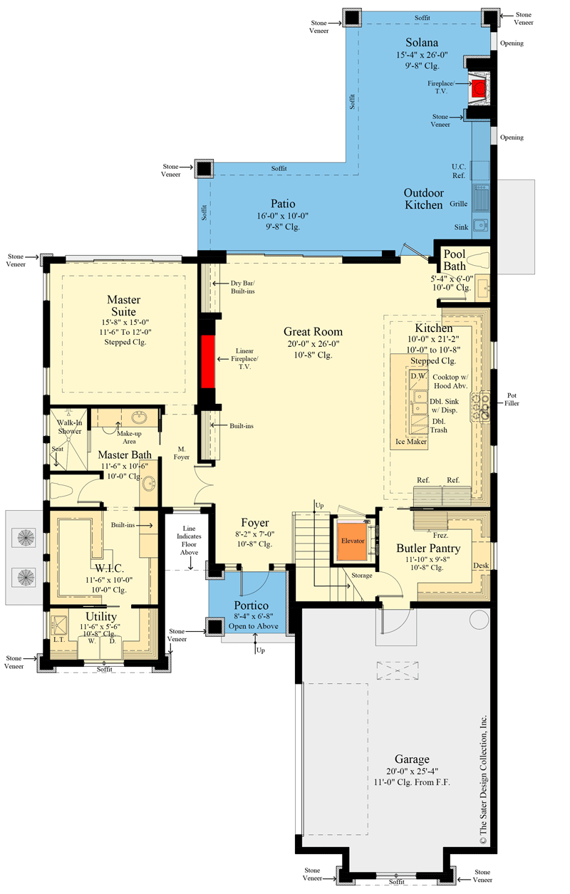Plan 340094STR: Transitional Florida Home Plan with First-floor Master ...