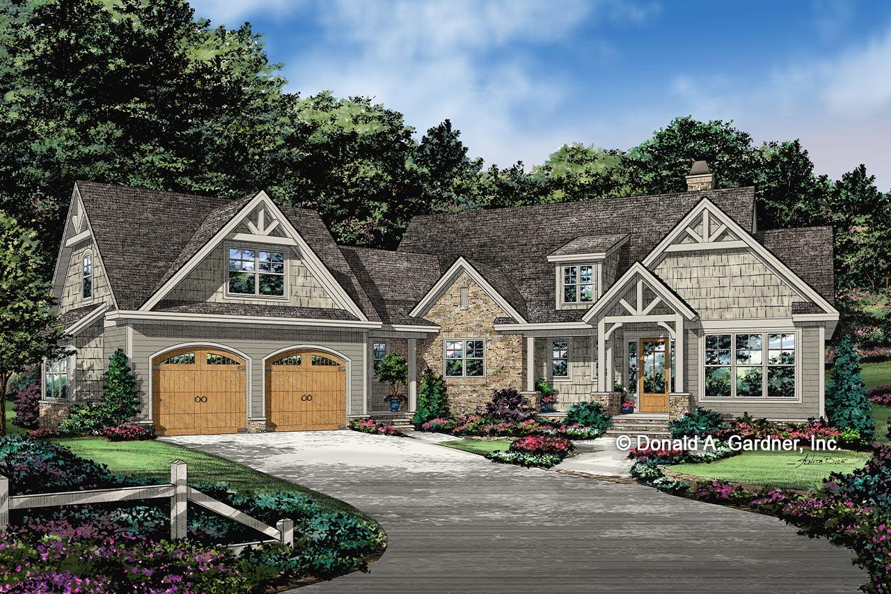 Plan 444125GDN: Rustic Country Craftsman Plan with Angled Garage