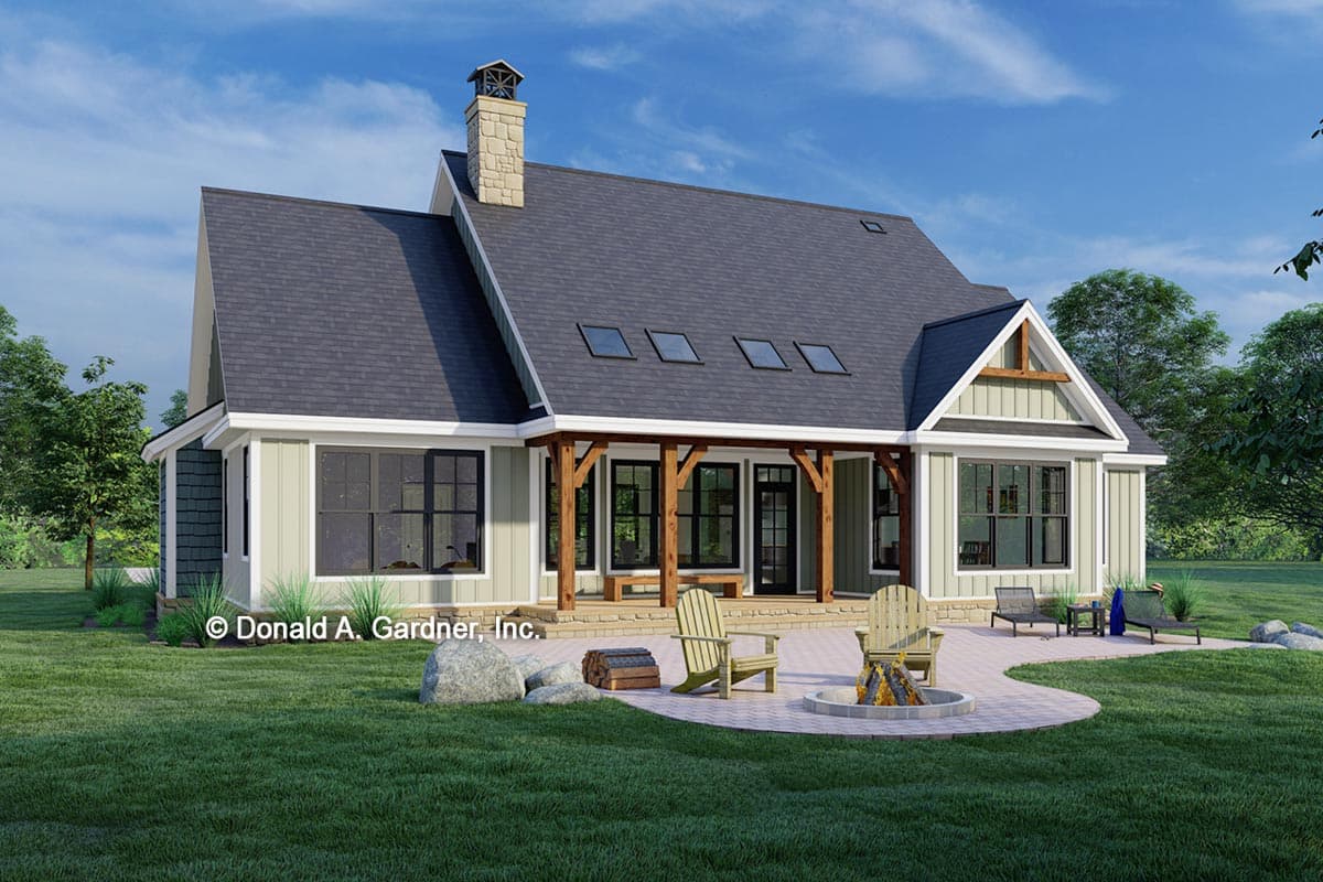 Plan 444197GDN: Mountain Craftsman with Angled 2-Car Garage and a Rear ...