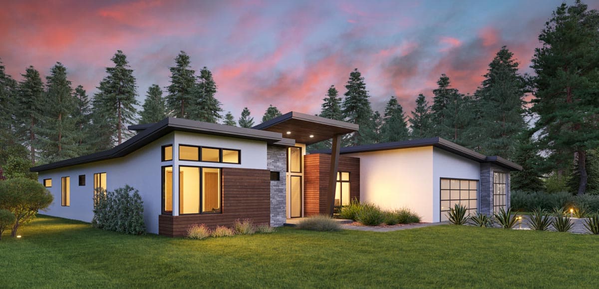 Plan 666146RAF: One-story Modern Home Plan with Home Office and ...