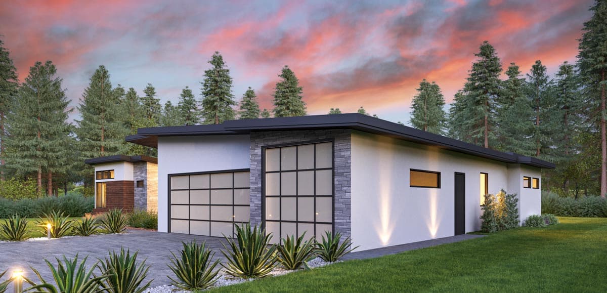 Plan 666146RAF: One-story Modern Home Plan with Home Office and ...