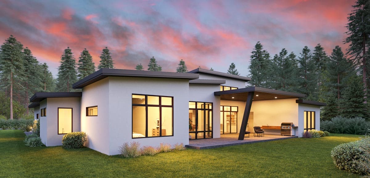 Plan 666146RAF: One-story Modern Home Plan with Home Office and ...