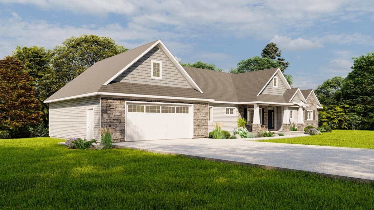 Plan 135088GRA: 4-Bed Craftsman Ranch Plan with Walkout Basement