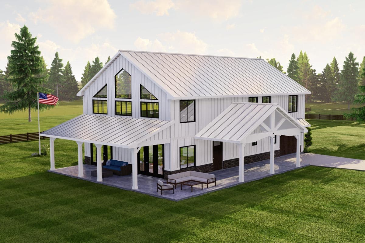 Plan 135167GRA: 3-Bed Barndominium-style House Plan with Two-story ...