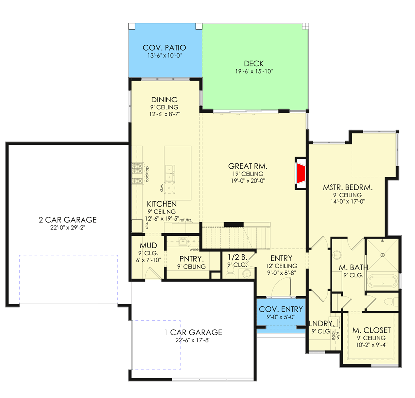 Plan 490027NAH: Modern Home Plan with Home Office and 2-story Great Room