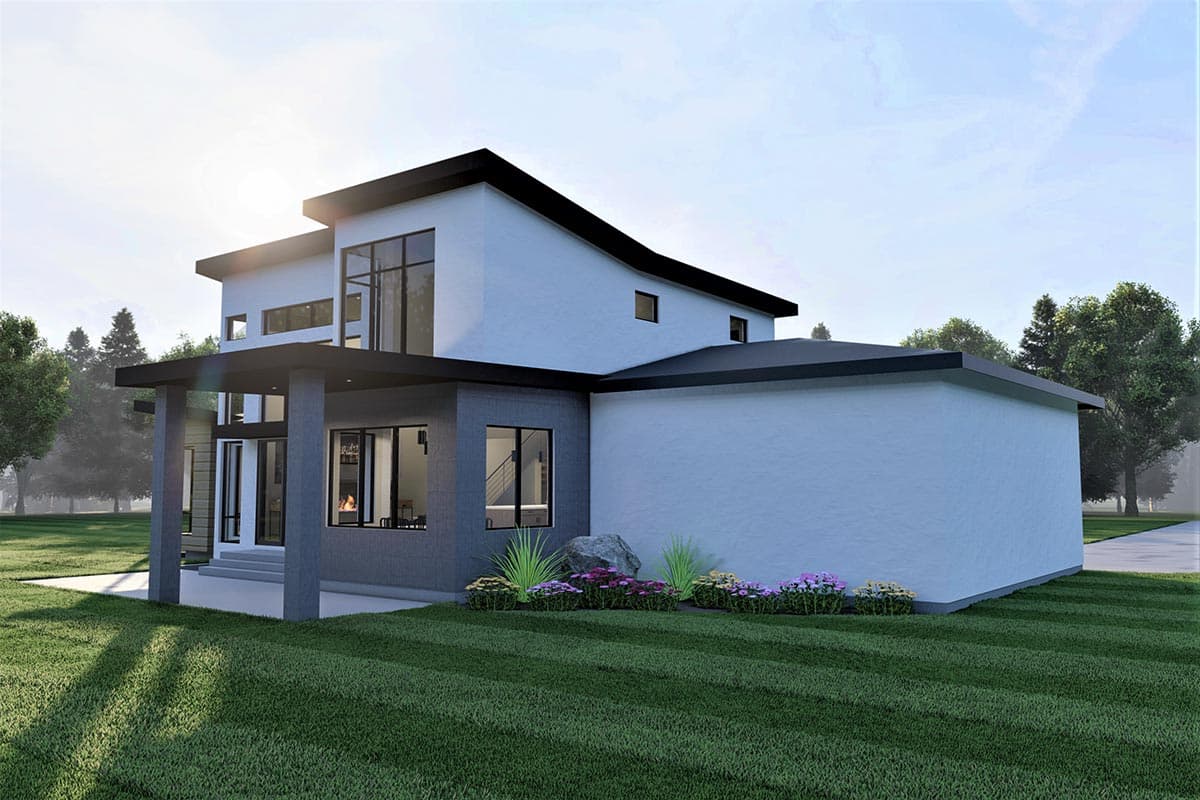 Plan 490027NAH: Modern Home Plan with Home Office and 2-story Great Room