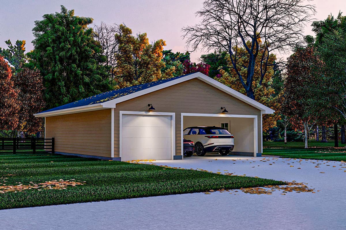 Plan 623125DJ: 960 Square Foot 3-Car Detached Garage Plan