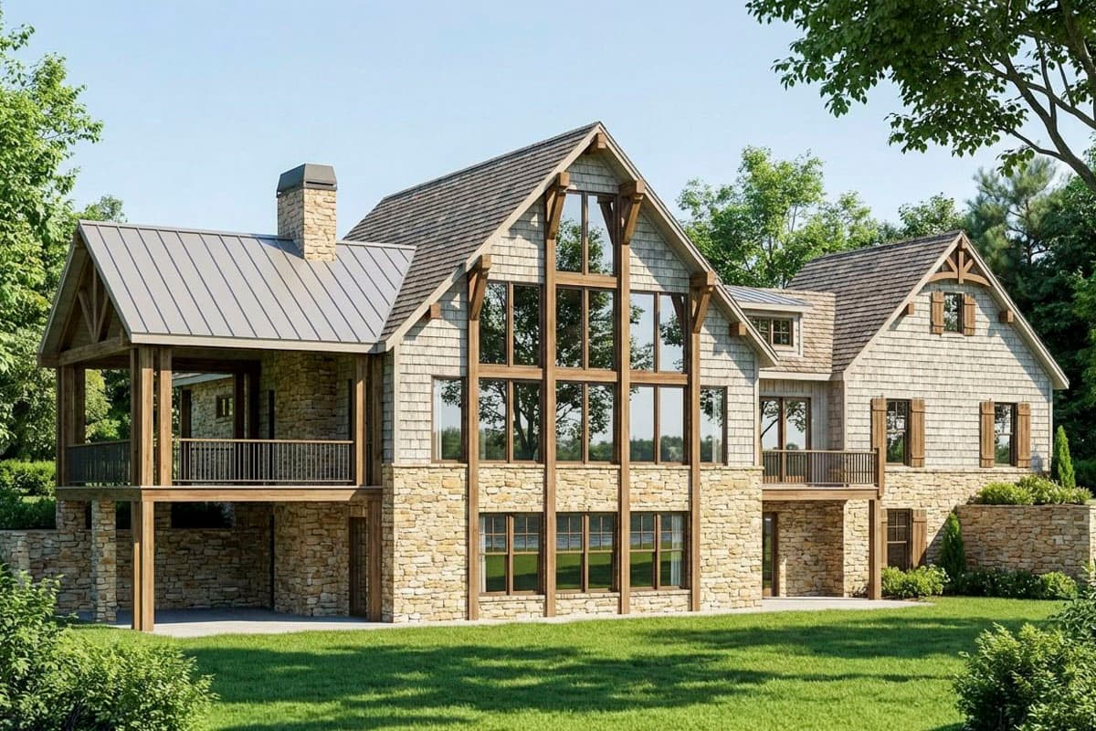 Plan 29894LDG: Rustic Craftsman with Vaulted Great Room and Porch with ...